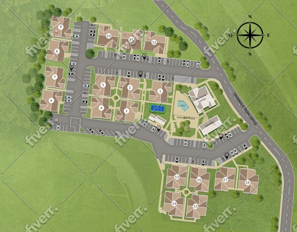 Illustrate 2d site plan, community board map, landscape for real estate by Tahiraarchi | Fiverr